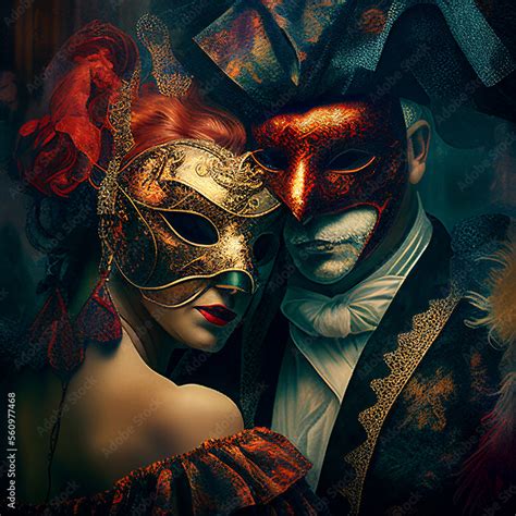 Dancing People At Masquerade Ball People In Masquerade Masks Stock