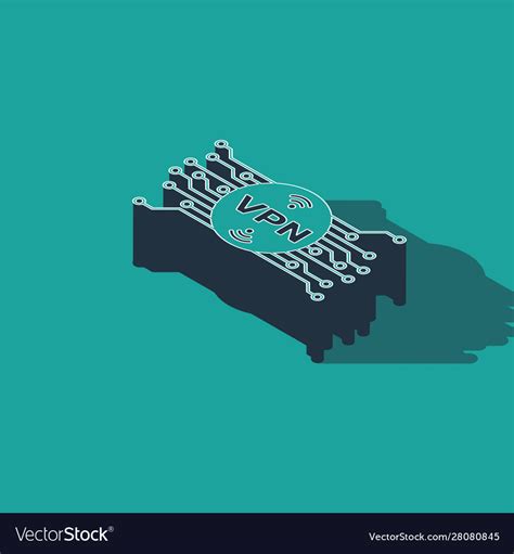 Isometric Vpn In Circle With Microchip Circuit Vector Image