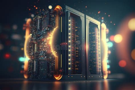 Futuristic 3d Rendering Of Data Servers In A Data Center Stock Illustration Illustration Of