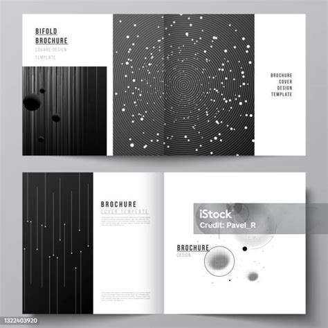 두 개의 커버 레이아웃사각형 디자인 이중 브로셔 전단지 잡지 표지 디자인 책 디자인 브로셔 커버에 대한 템플릿 기술 과학 미래 배경 우주 천문학 개념 2단 브로슈어에 대한