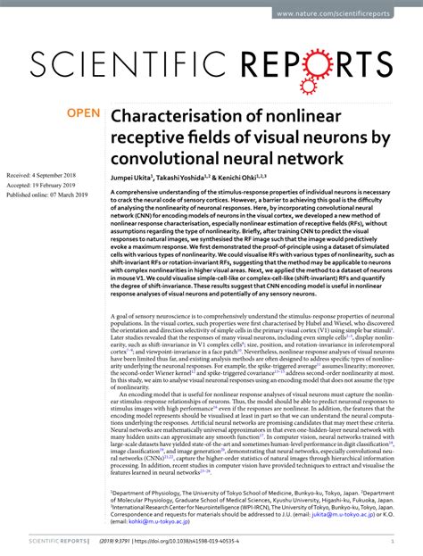 Pdf Characterisation Of Nonlinear Receptive Fields Of Visual Neurons By Convolutional Neural