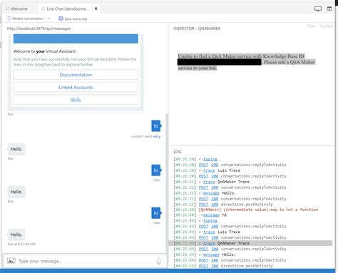 misleading trace from qnamaker in the emulator · issue 827 · microsoft