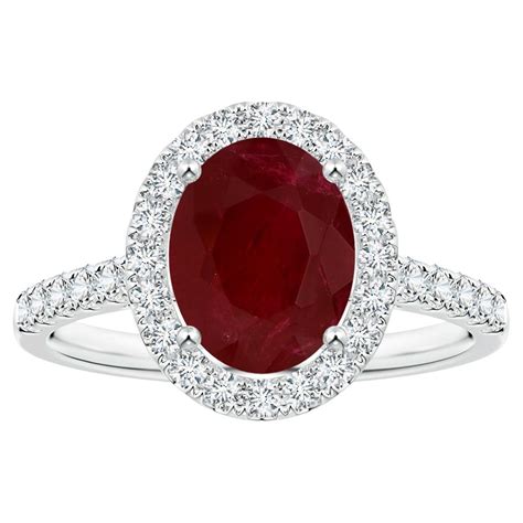 Customizable Angara Gia Certified Ruby Halo Ring In White Gold With