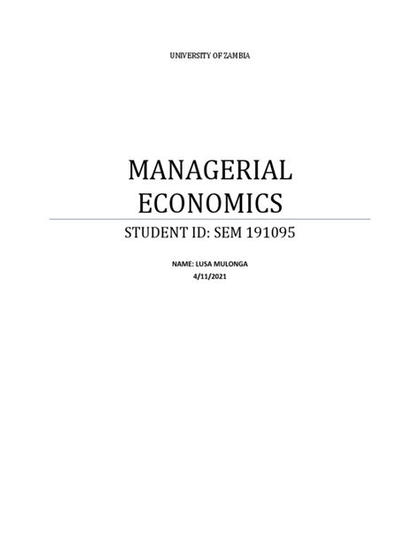 Managerial Economics Assignment 1 Pdf Restaurants Market Economics