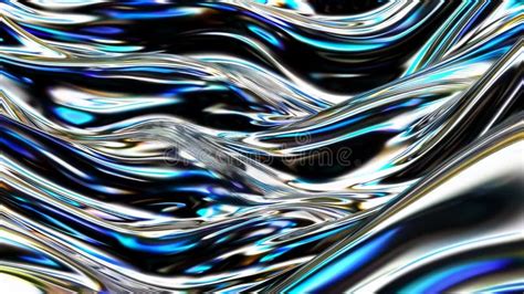 Abstract Metallic Liquid Waves With Iridescent Colors Modern Digital