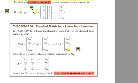 Linear Algebra Standard Matrix Definition And Proof Is A Bit