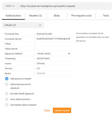 WP REST API настройка и использование OAuth 1 0a аутентификации CMScafe