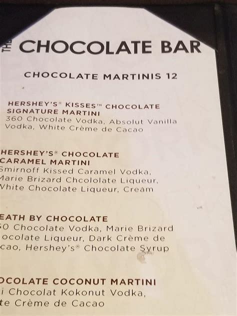 Menu At The Chocolate Bar Las Vegas S Las Vegas Blvd