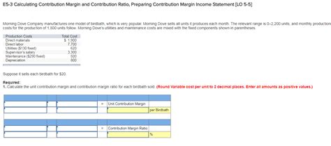 Solved E5 3 Calculating Contribution Margin And Contribution