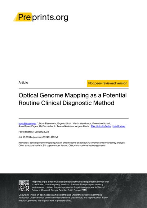Pdf Optical Genome Mapping As A Potential Routine Clinical Diagnostic Method