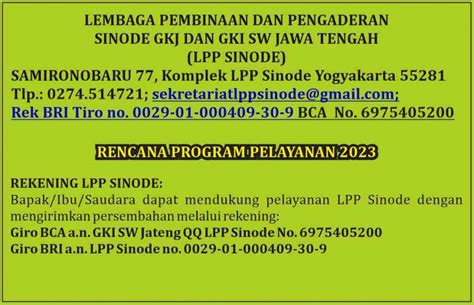 Rencana Program Lpp Sinode Tahun 2023 Lpps