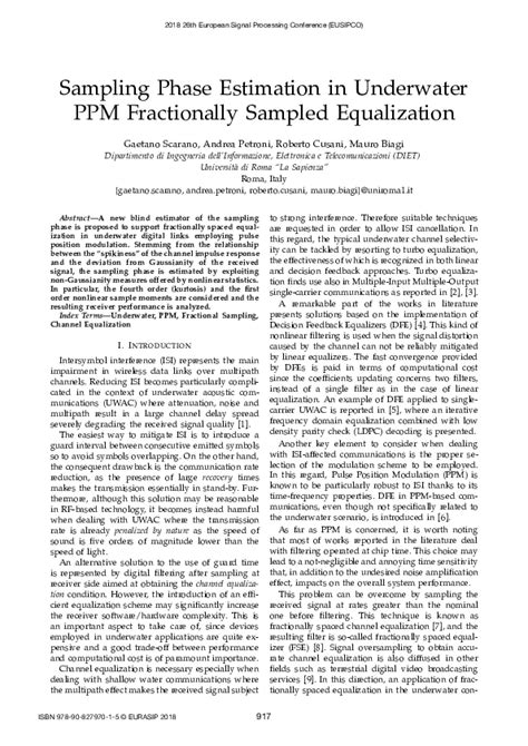 Pdf Sampling Phase Estimation In Underwater Ppm Fractionally Sampled Equalization