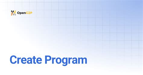 Create Program Openg2p Docs