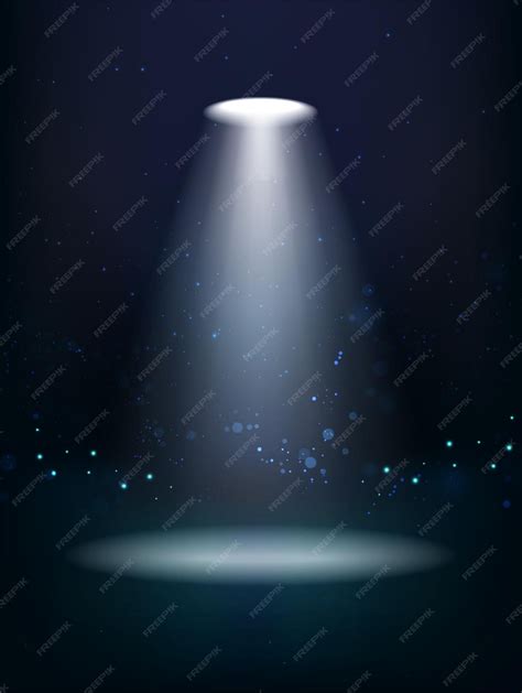 사실적인 벡터 조명 효과 마법의 빛으로 어두운 배경에 램프에서 조명된 스포트라이트 프리미엄 벡터