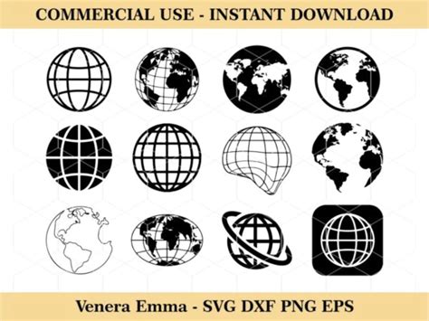 12 Globe Svg Silhouette Bundle Vectorency