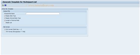 PRDO SAP Tcode Generate Participant List Template
