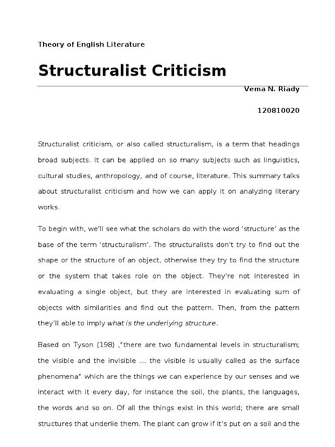Thelit Structuralist Criticism Pdf Communication Cognitive Science