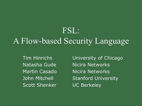 Ppt Fsl A Flow Based Security Language Powerpoint Presentation Free Download Id 1107992