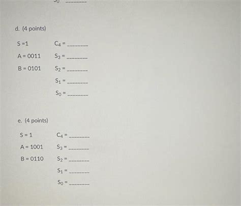 Solved Input Values For The Adder Subtractor Circuit Above
