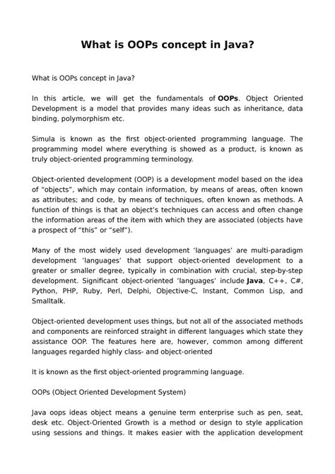 What Is Oops Concept In Java By Kanchan Mahajan Issuu