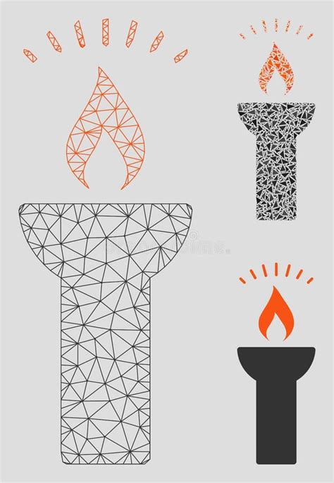 Fire Torch Light Vector Mesh Network Model And Triangle Mosaic Icon Stock Vector Illustration