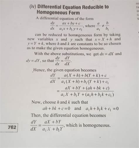 Iv Differential Equation Reducible To Homogeneous Form A Differential E