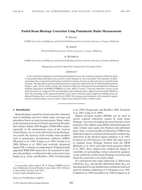 Pdf Partial Beam Blockage Correction Using Polarimetric Radar