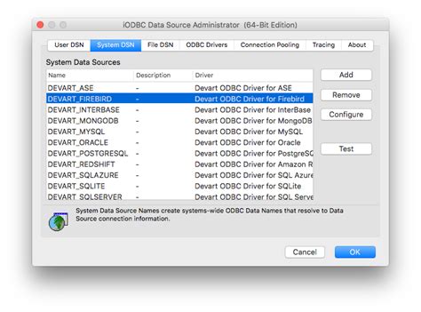 Macos Dsn Configuration Odbc Driver For Firebird