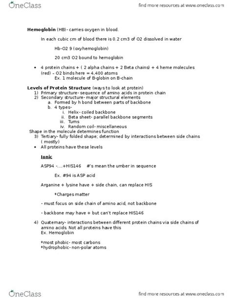 Biol 111 Lecture Notes Fall 2015 Lecture 5 Umber Random Coil Lysine