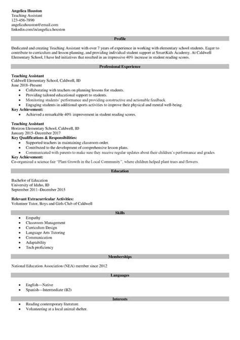 Teaching Assistant Job Description For A Resume Templates 2025