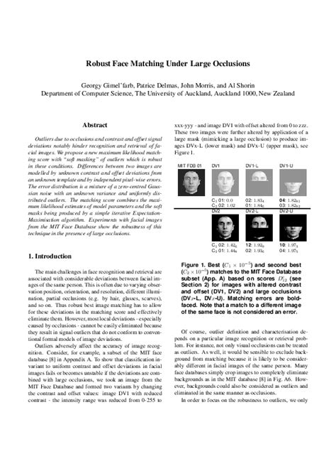 Pdf Robust Face Matching Under Large Occlusions