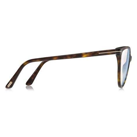 Tom Ford Blue Block Cat Eye Optical Glasses Dark Havana Ft5743 B