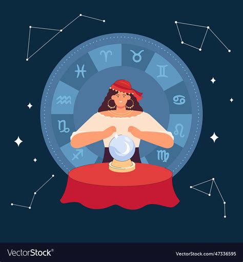 Fortune Seer Predicting Fate With Astrology Vector Image