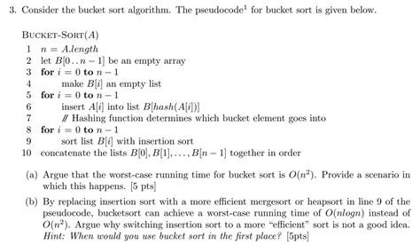 3 Consider The Bucket Sort Algorithm The Pseudocode