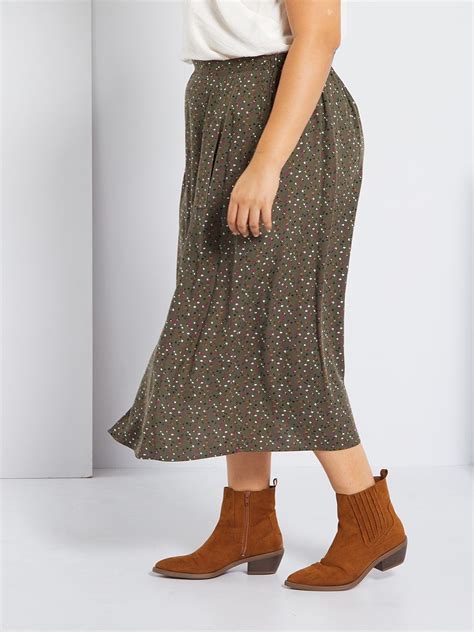 Jupe Midi Imprim E Kaki Kiabi