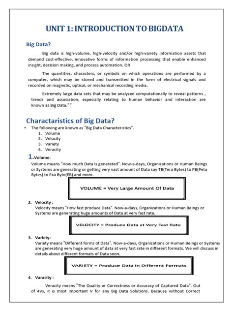 Unit 1 Introduction To Bigdata By Mit Pdf Analytics Databases