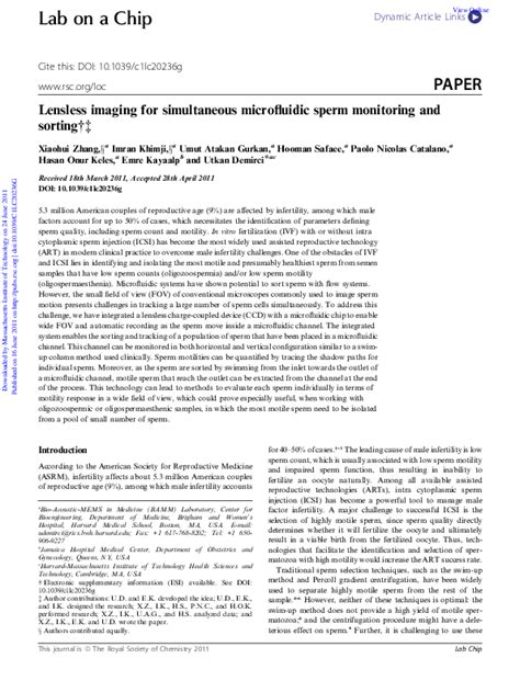 Pdf Lensless Imaging For Simultaneous Microfluidic Sperm Monitoring And Sorting