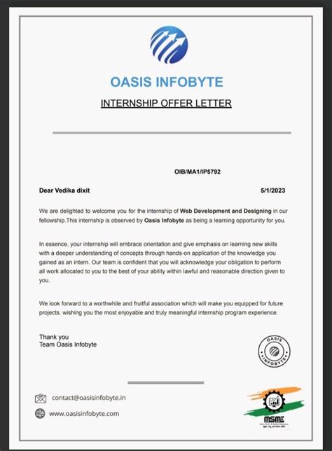 vedika dixit on linkedin oasisinfobyte oasisinfobyte internship training opportunity… 12