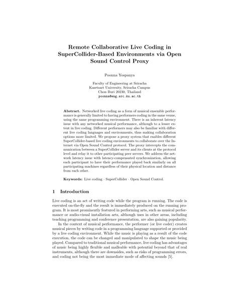 Pdf Remote Collaborative Live Coding In Supercollider Based Environments Via Open Sound