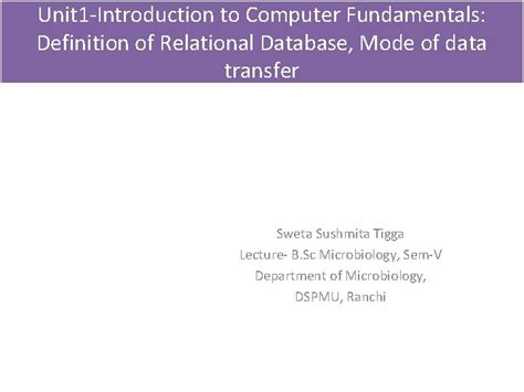 Unit 1 Introduction To Computer Fundamentals Definition Of