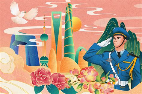建军节敬礼致敬红色插画背景图片下载 3000x2000像素JPG格式 编号15ofg3emz 图精灵