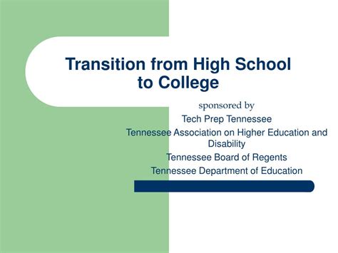 Ppt Transition From High School To College Powerpoint Presentation