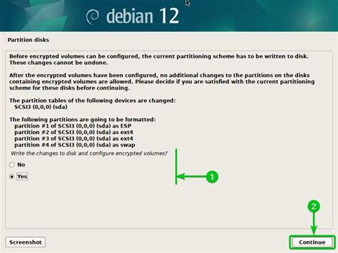 how to do encrypted disk partitioning for debian 12