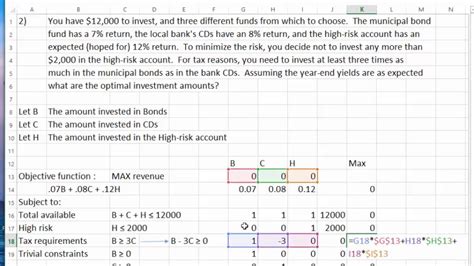 Linear Programming Investment Problem Youtube