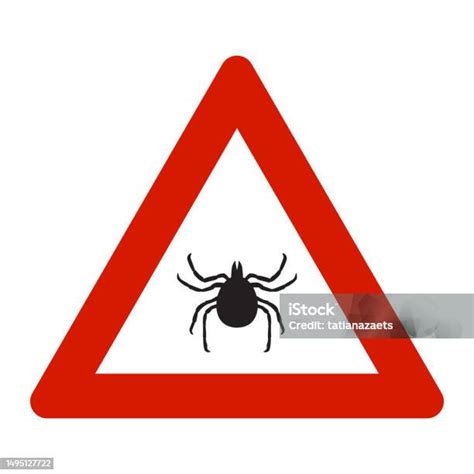 경고 진드기 벡터 그림을 조심하십시오 금지 정지 표지판에 진드기 곤충 흰색 배경에 격리된 캠핑 표지판 진드기에 대한 스톡 벡터