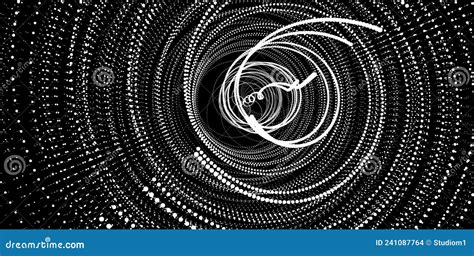 Array With Dynamic Particles Swirl With Connected Dots Abstract Science Or Technology