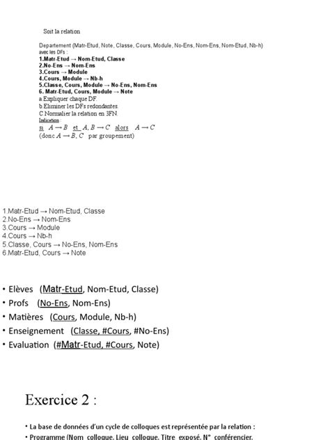 Exercices Normalisation Pdf