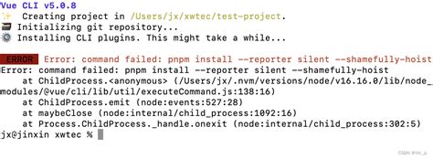 使用vue Cli 安装 Uniapp 出现 Error Command Failed Pnpm Install Reporter Silent Shamefully Hoist