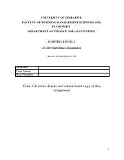 AC220 Assignment Dec 2022 Pdf UNIVERSITY OF ZIMBABWE FACULTY OF