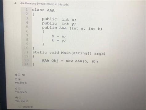 solved here any syntax error s in this code class yyy